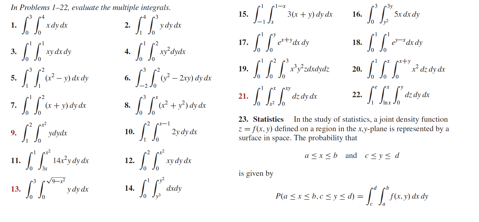 Solved In Problems 1-22, evaluate the multiple integrals. | Chegg.com