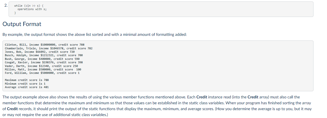 Solved Task: Sorting Credit Records In this program, you are | Chegg.com
