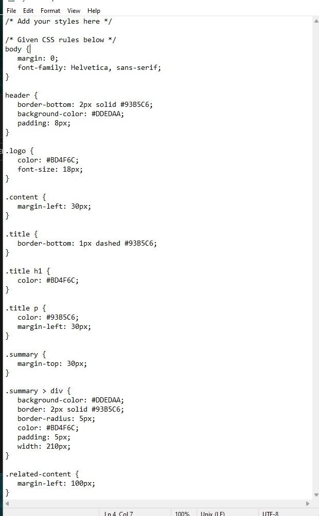 Solved File Edit Format View Help /* Add your styles here */ | Chegg.com