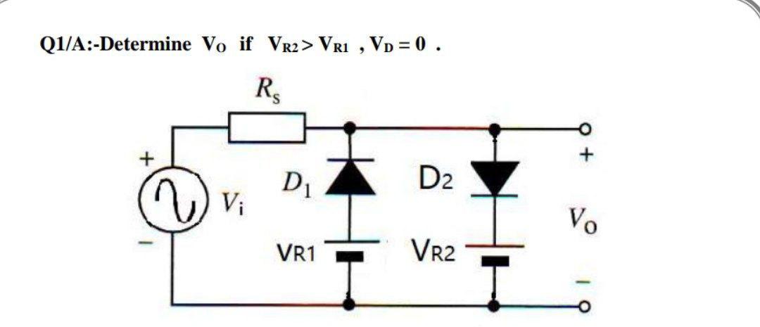Solved Q1/A:-Determine Vo if VR2 > Vri , Vp = 0 . RS D. D2 | Chegg.com Solved Q1/A:-Determine Vo if VR2 > Vri , Vp = 0 . RS D. D2 | Chegg.com