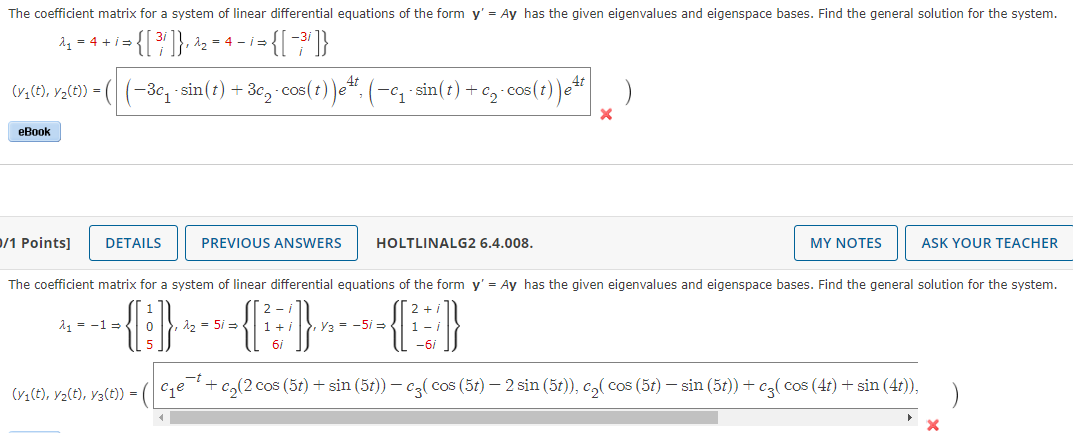 Solved The coefficient matrix for a system of linear | Chegg.com