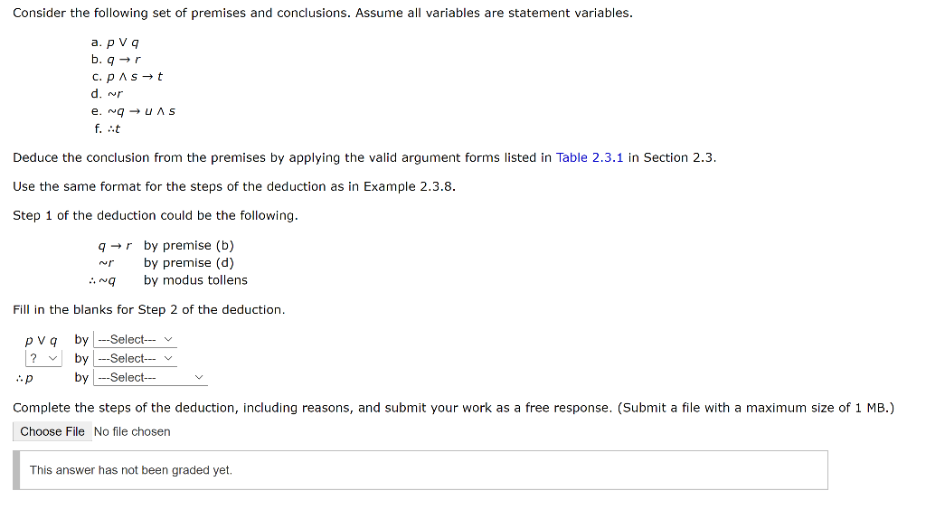 Solved TABLE 2.3.1 Valid Argument Forms Modus Ponens | Chegg.com