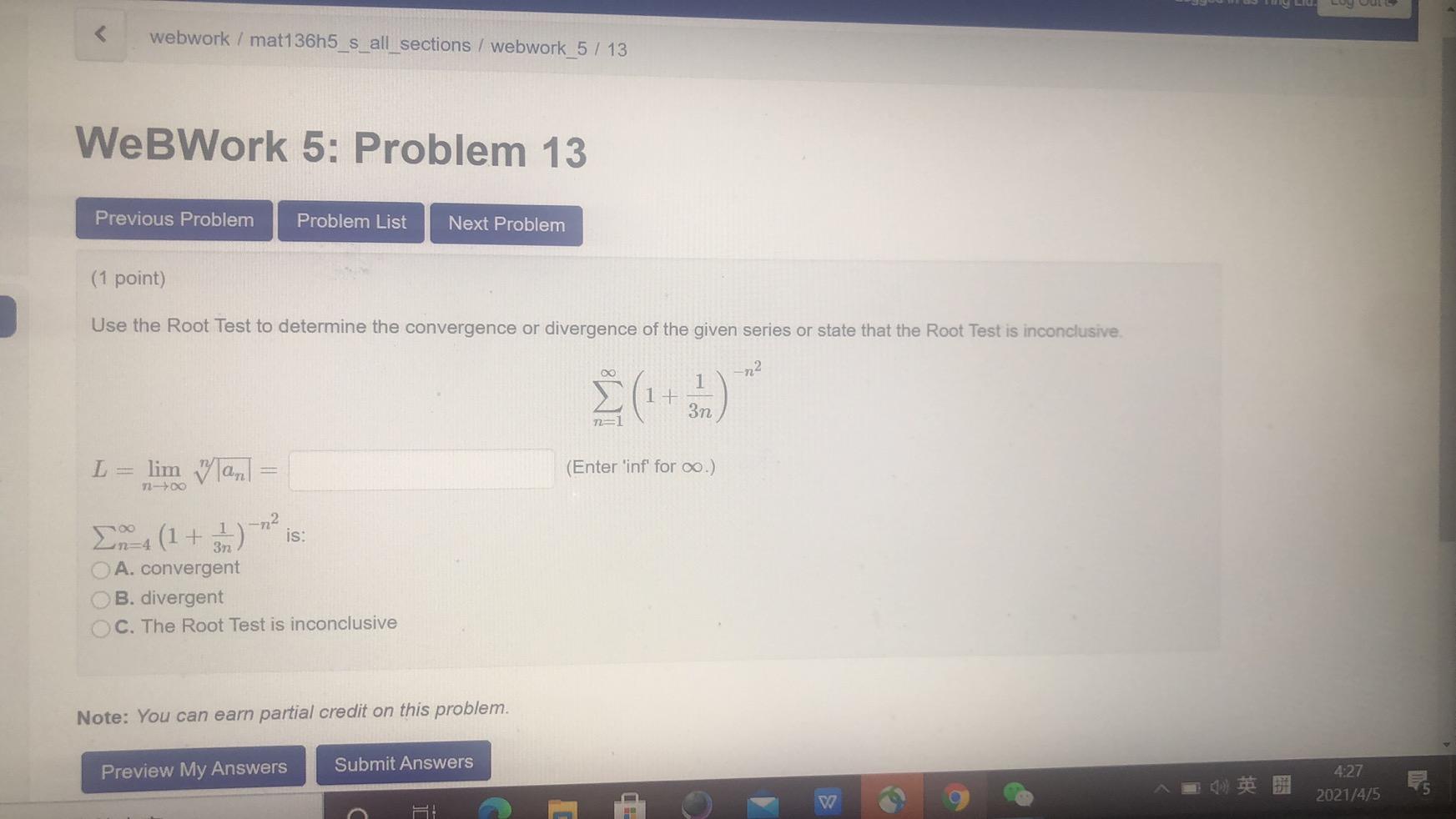 Solved webwork / mat136h5_s_all_sections / webwork_5 / 13 | Chegg.com