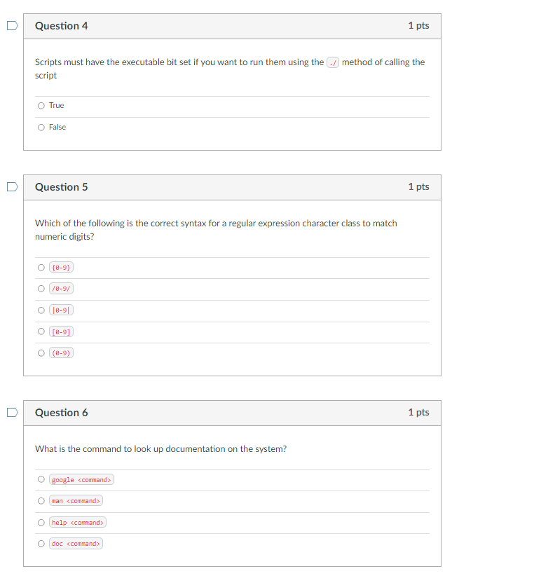 Solved Question 4 1 pts Scripts must have the executable bit | Chegg.com