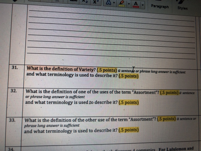 Solved 31. What is the definition of Variety? (5 points) a | Chegg.com