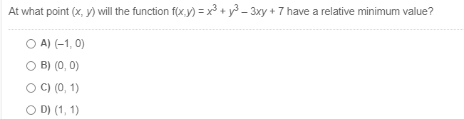 Solved At what point (x, y) will the function f(x,y) = x2 + | Chegg.com