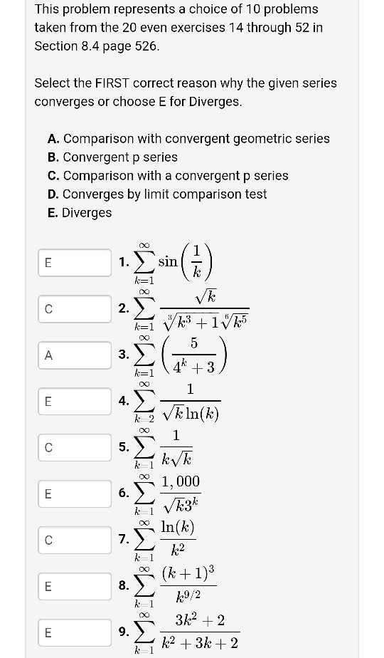 Solved This problem represents a choice of 10 problems taken | Chegg.com