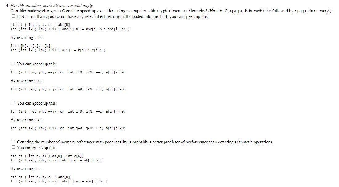 Solved 4. For this question, mark all answers that apply | Chegg.com