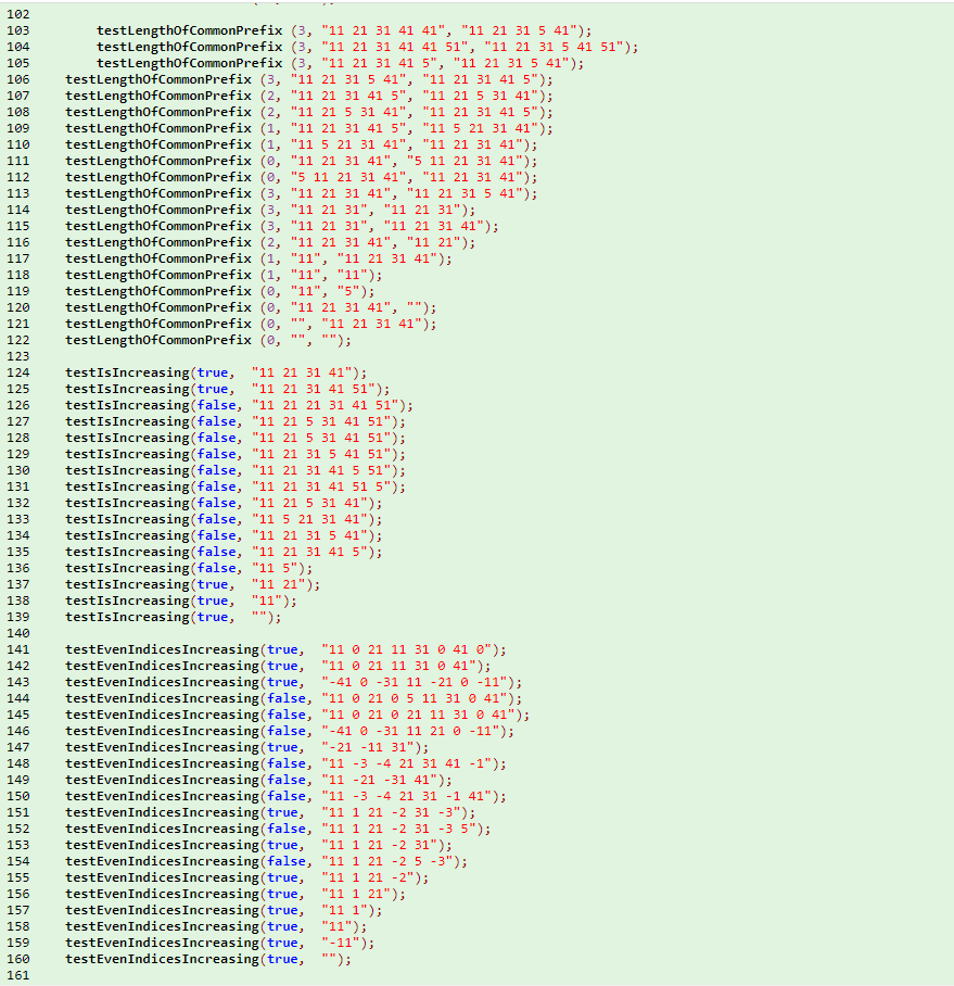 Solved testlengthofCommonPrefix (3, "11 21314141", "11 2131 | Chegg.com