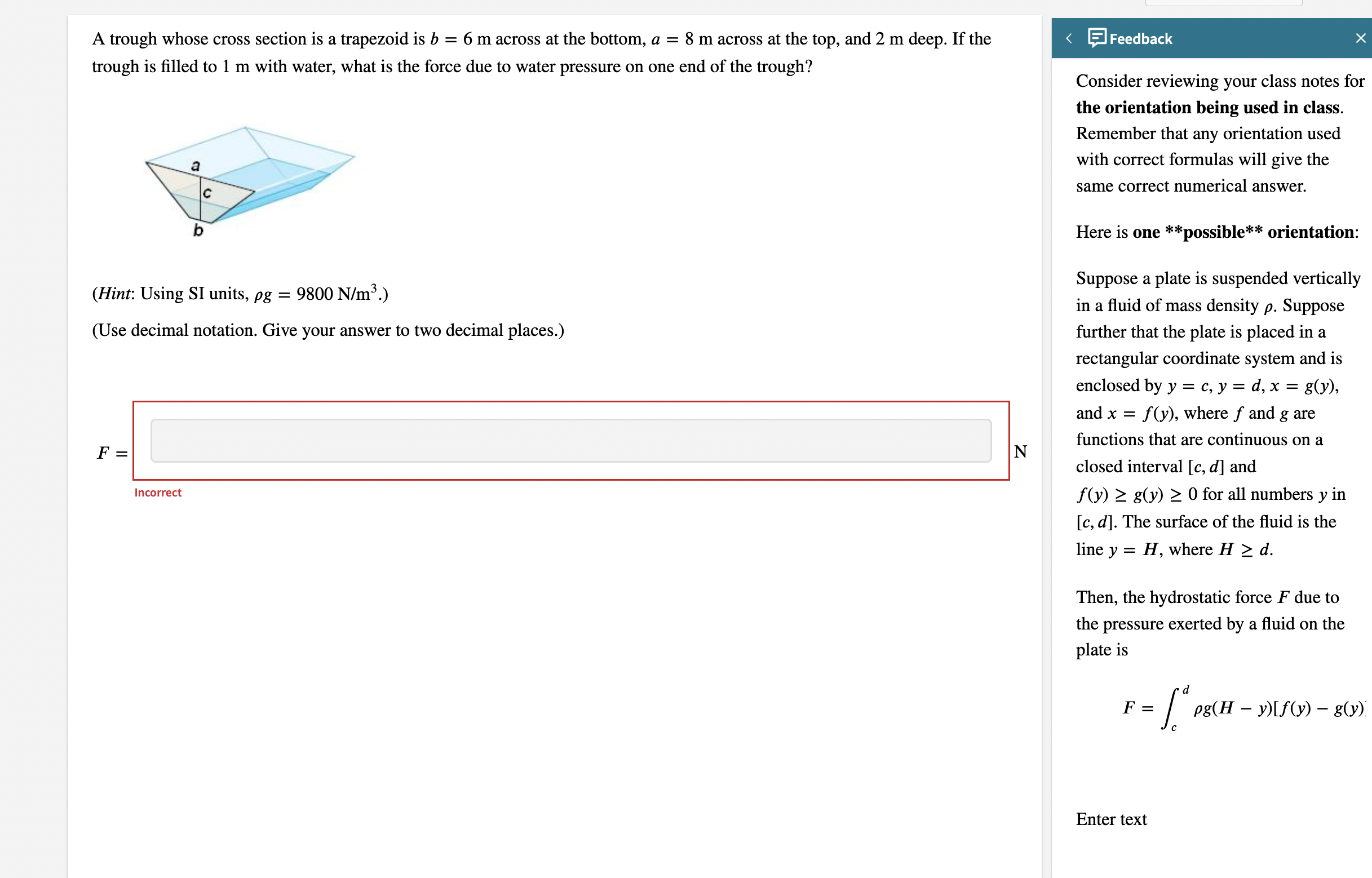 Solved A trough whose cross section is a trapezoid is b=6 m | Chegg.com