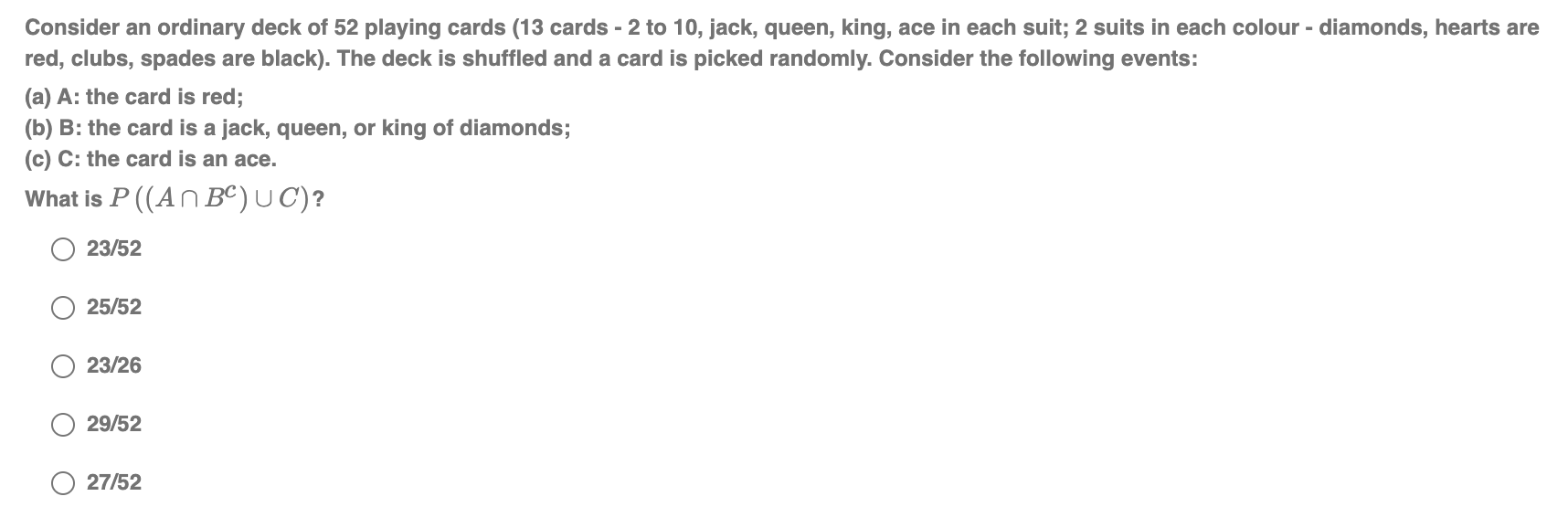 Solved Consider an ordinary deck of 52 playing cards (13 | Chegg.com