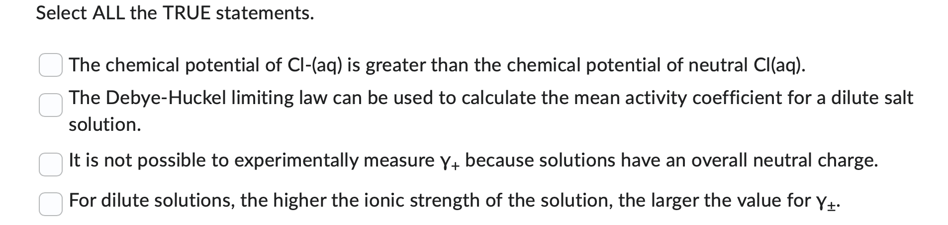 Solved Select ALL the TRUE statements.The chemical potential | Chegg.com