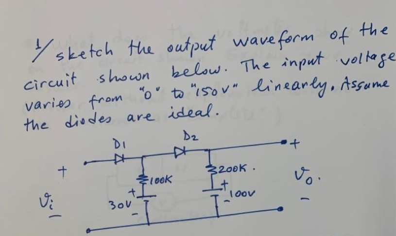 Solved 1/ sketch the output waveform of the circuit shown | Chegg.com