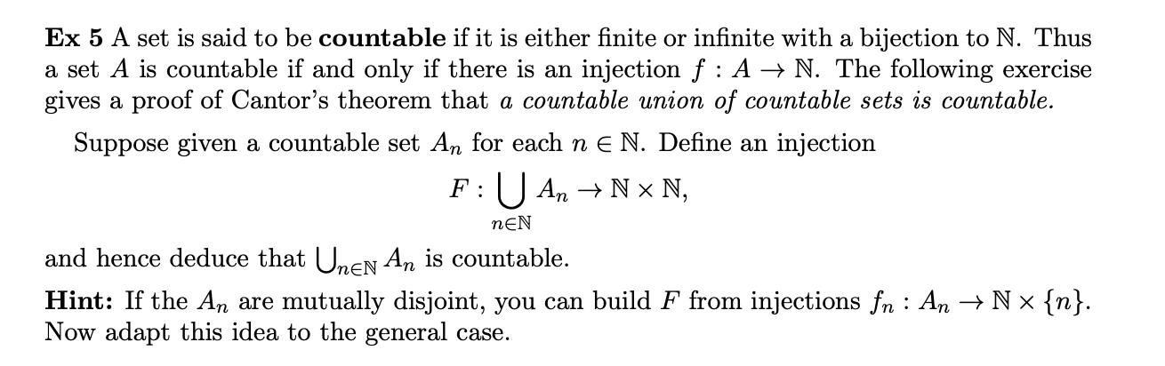 Solved Ex 5 A set is said to be countable if it is either | Chegg.com