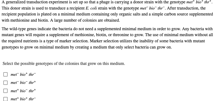 Solved A generalized transduction experiment is set up so | Chegg.com