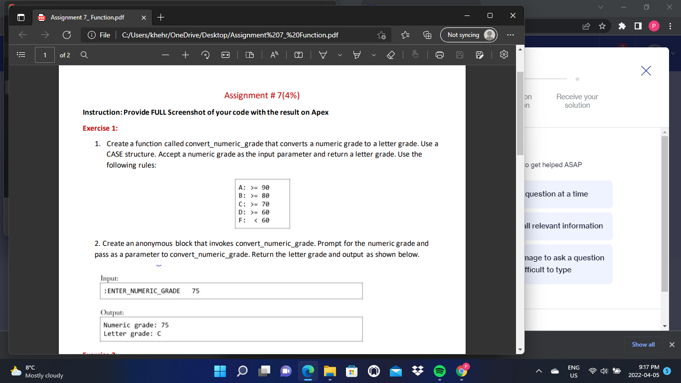 Solved o O IN x + PDE Assignment 7_ Function.pdf X X + OP e | Chegg.com