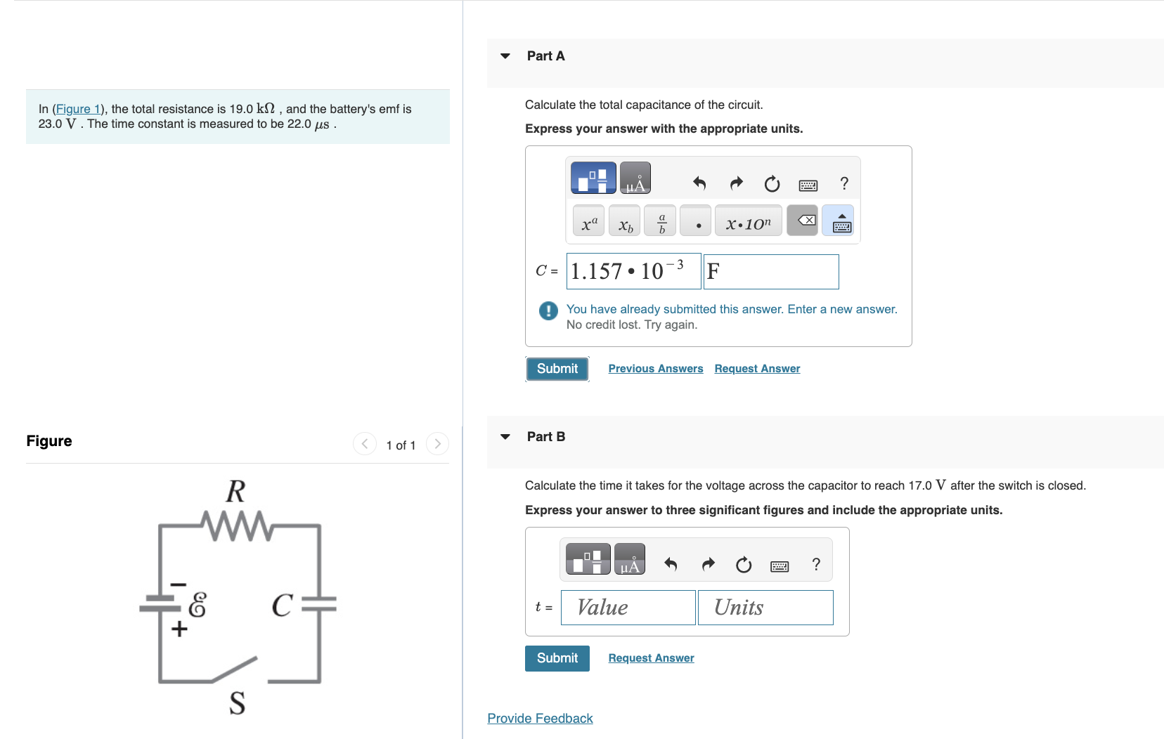 Solved In (Figure 1), the total resistance is 19.0kΩ, and | Chegg.com