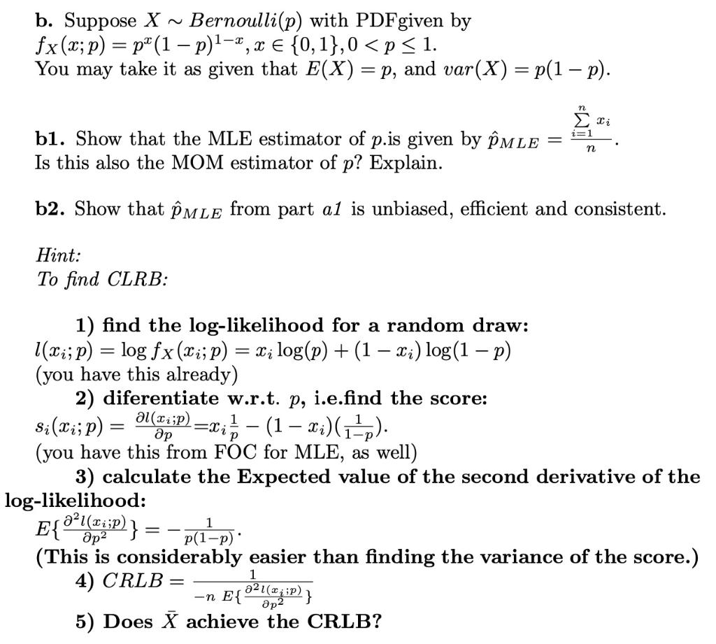 Solved Problem 3: Maximum Likelihood Estimator (MLE) and | Chegg.com