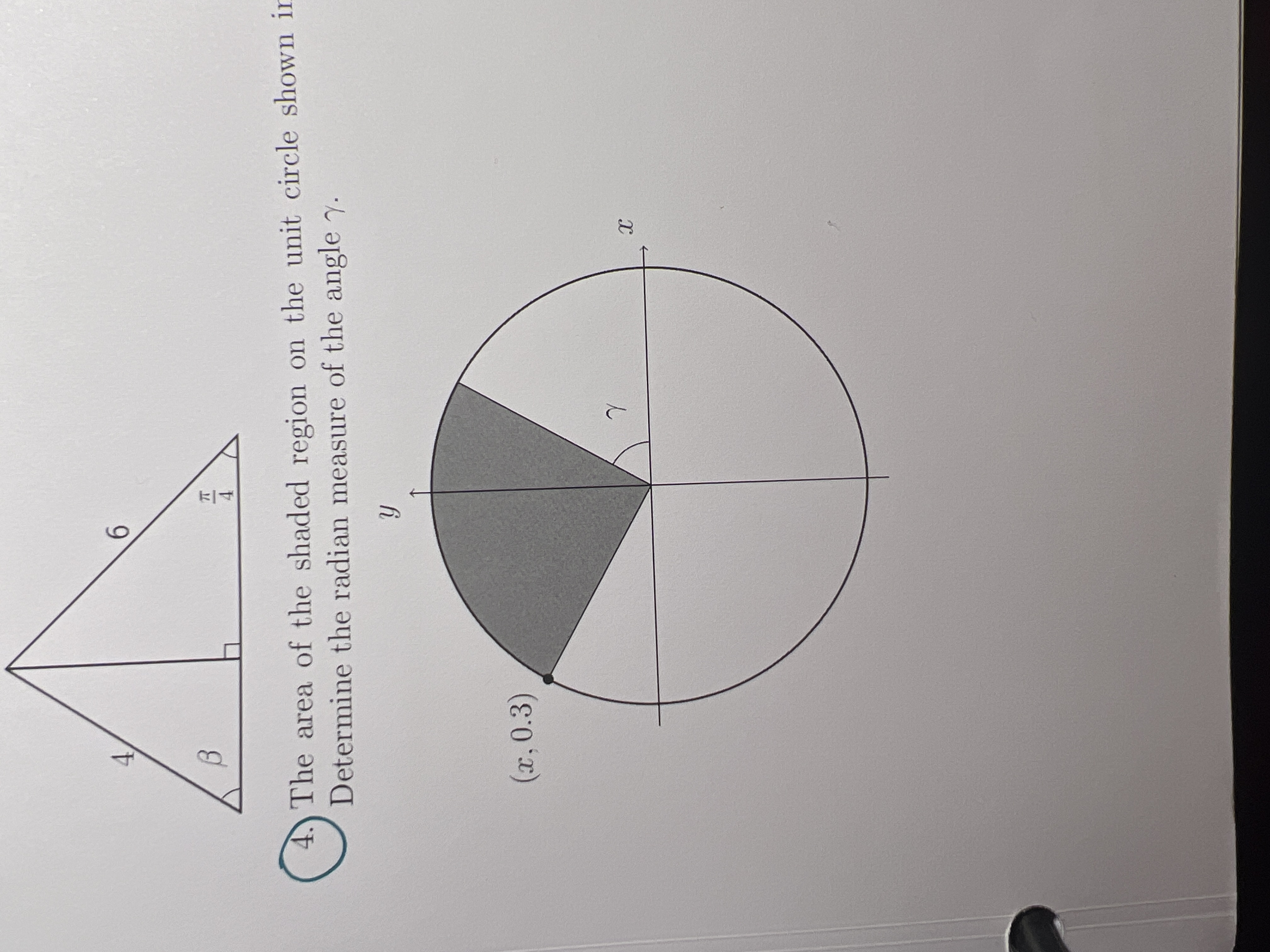 Solved The area of the shaded region on the unit circle | Chegg.com