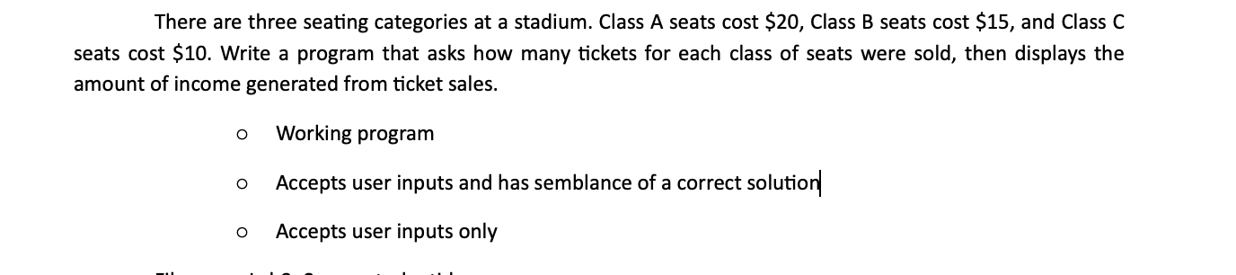 Solved There are three seating categories at a stadium. | Chegg.com