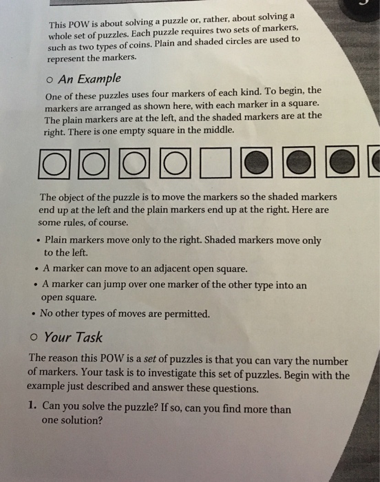 Solved This POW is about solving a puzzle or, rather, about | Chegg.com