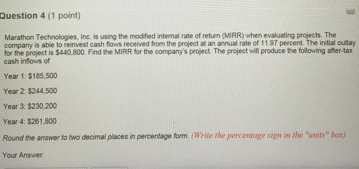Solved Marathon Technologies, Inc. is using the modified | Chegg.com