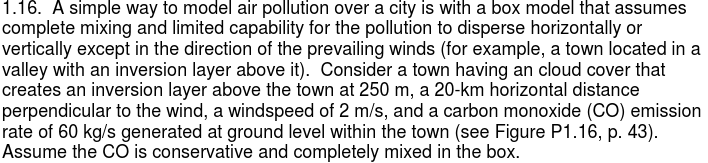 Solved 1.16. A simple way to model air pollution over a city | Chegg.com