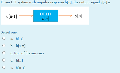 Solved Given LTI system with impulse response h[n], the | Chegg.com