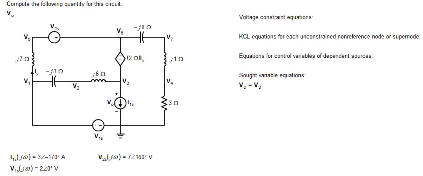 Solved Compute the following quantity for this circuit: vo | Chegg.com