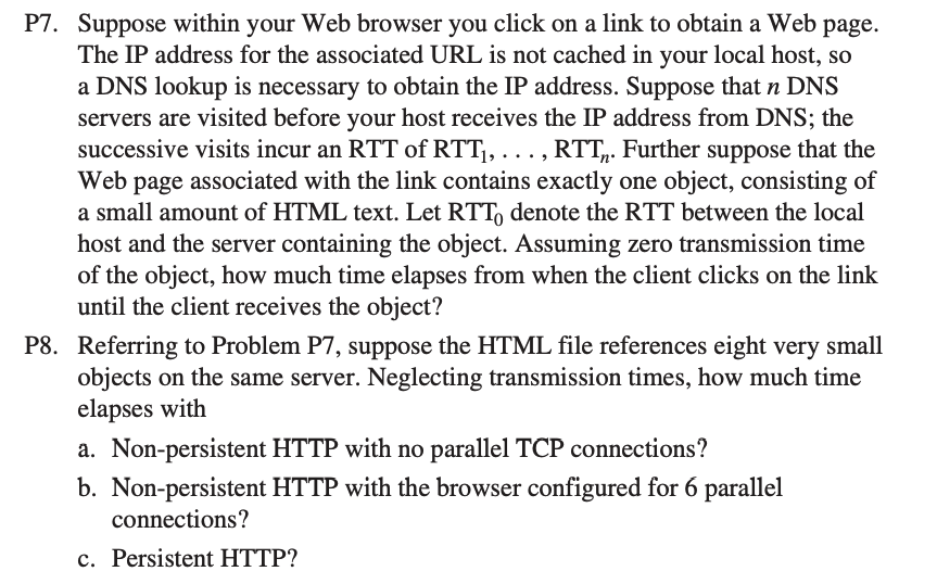 Solved P7. Suppose within your Web browser you click on a | Chegg.com