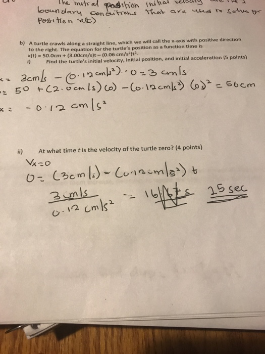 Solved b) A turtle crawls along a straight line, which we | Chegg.com