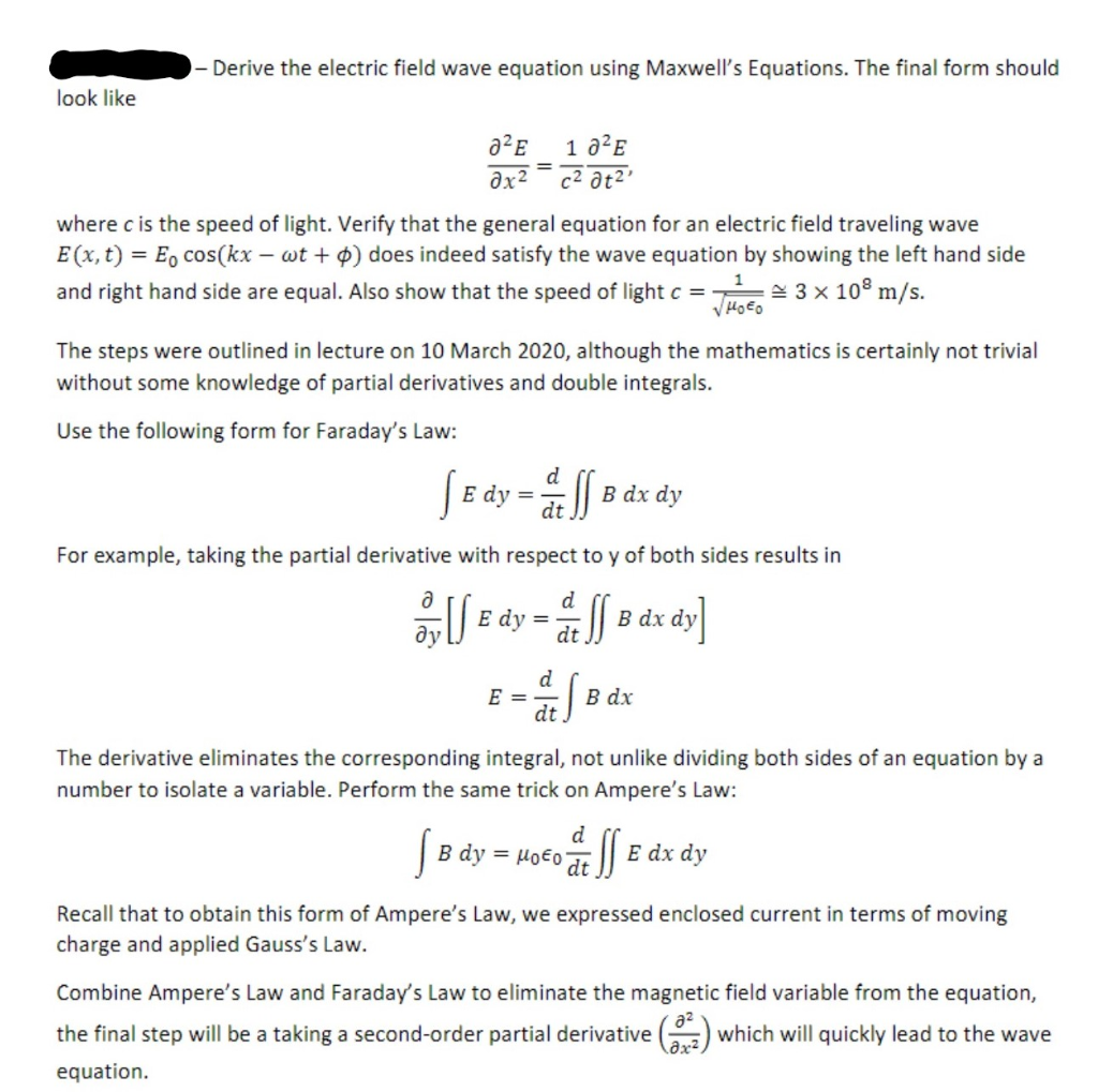 Solved 2-Derive the electric field wave equation using | Chegg.com