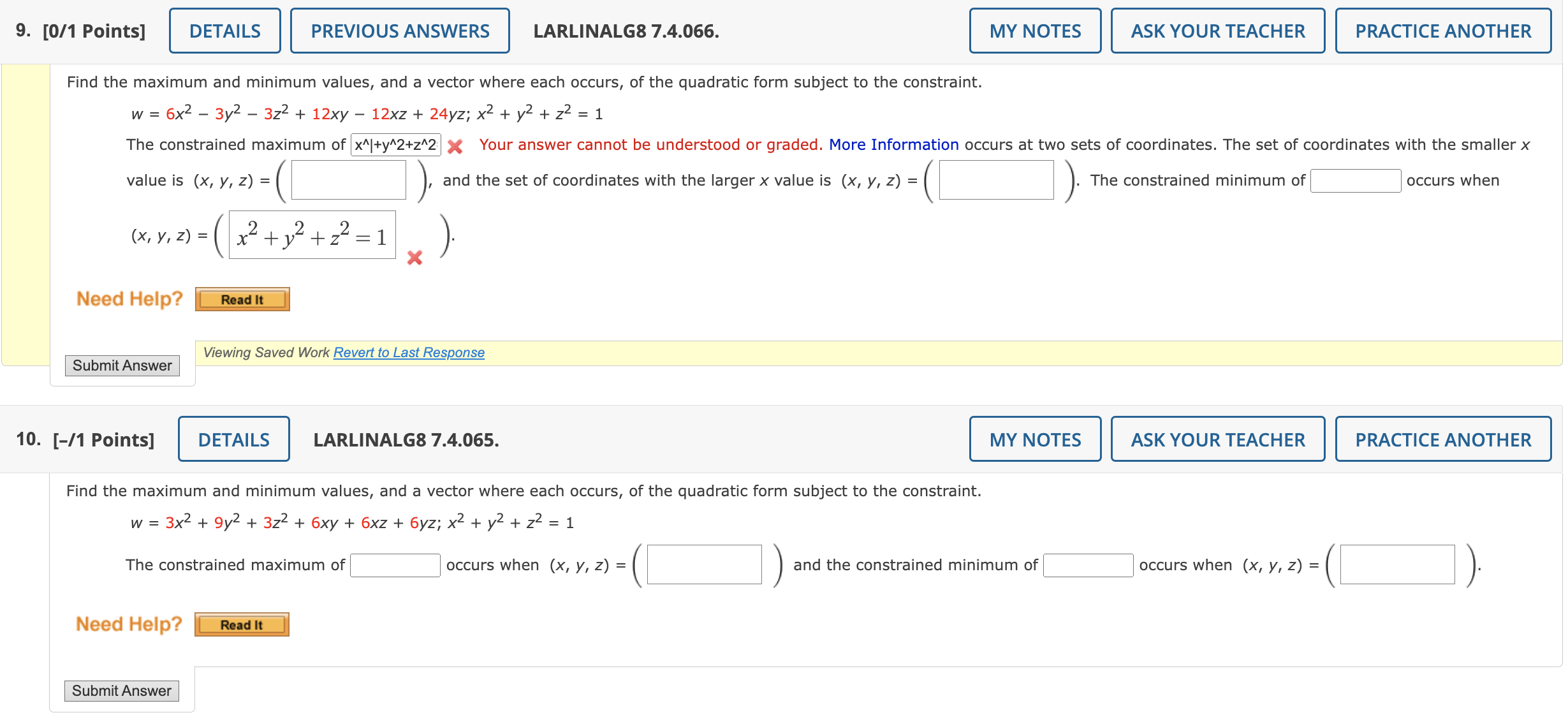 Solved Find the maximum and minimum values, and a vector | Chegg.com