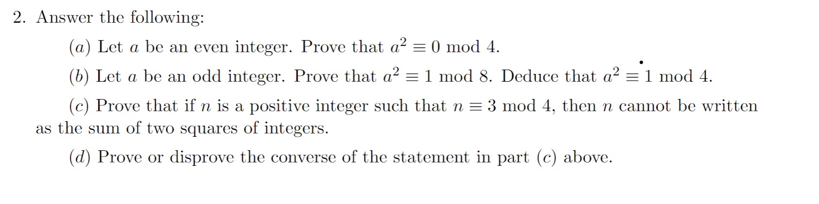 Solved 2. Answer the following: (a) Let a be an even | Chegg.com