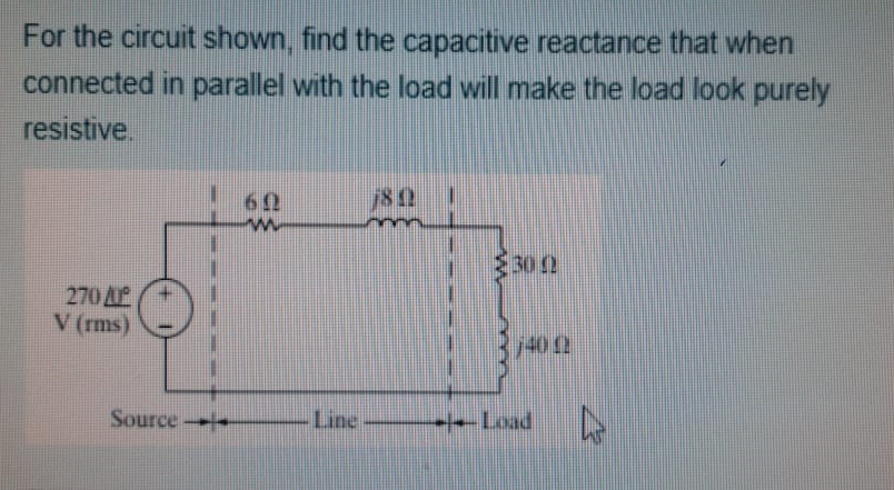 Solved For the circuit shown, find the capacitive reactance | Chegg.com