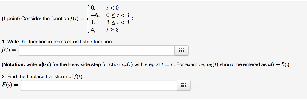 Solved 1 point) a. Graph the function ft)-3t(u(t - 3) - u(t | Chegg.com