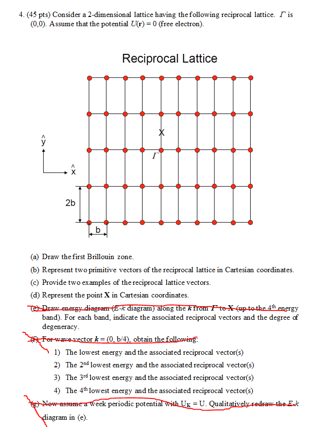 Solved 4. (45 pts) Consider a 2-dimensional lattice having | Chegg.com