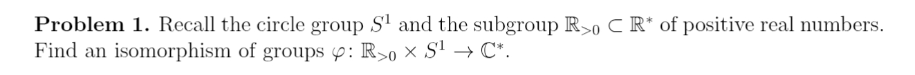 Solved Problem 1. ﻿Recall the circle group S1 ﻿and the | Chegg.com