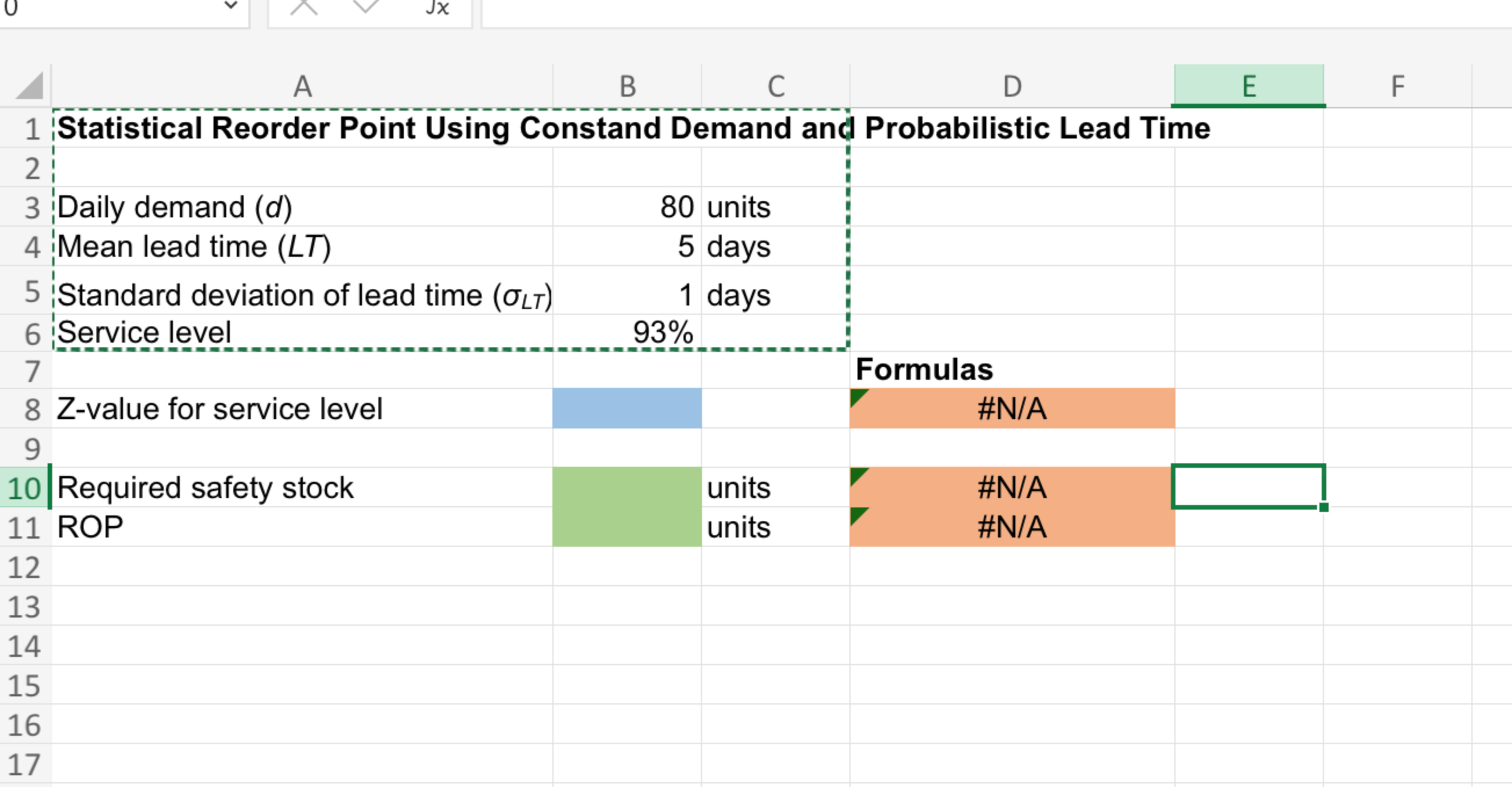 Solved Excel Online Structured Activity: Statistical Reorder | Chegg.com