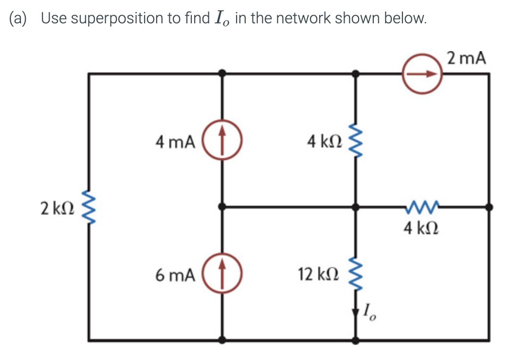 Solved (a) Use superposition to find Io in the network shown | Chegg.com