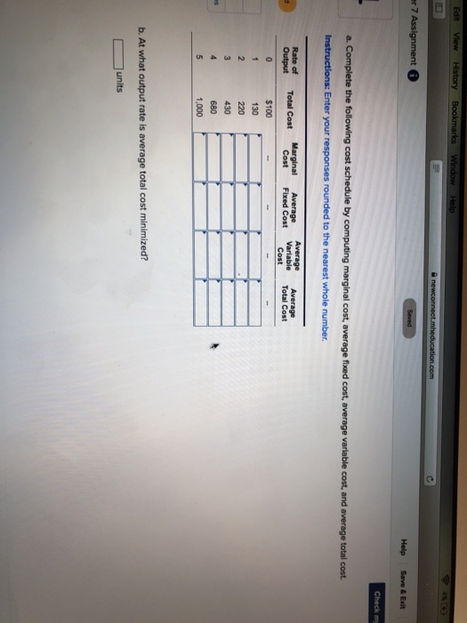 Solved Average Marginalverost Variable Total Cost Rate of | Chegg.com