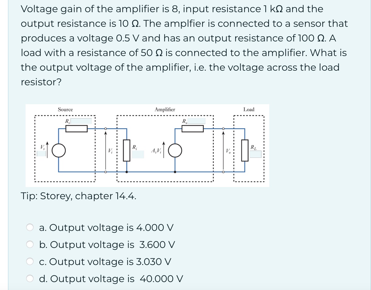 Solved Voltage gain of the amplifier is 8 , ﻿input | Chegg.com