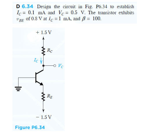 Solved D 6.34 Design the circuit in Fig. P6.34 to establish | Chegg.com