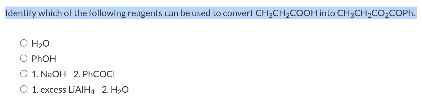 Solved Identify which of the following reagents can be used | Chegg.com
