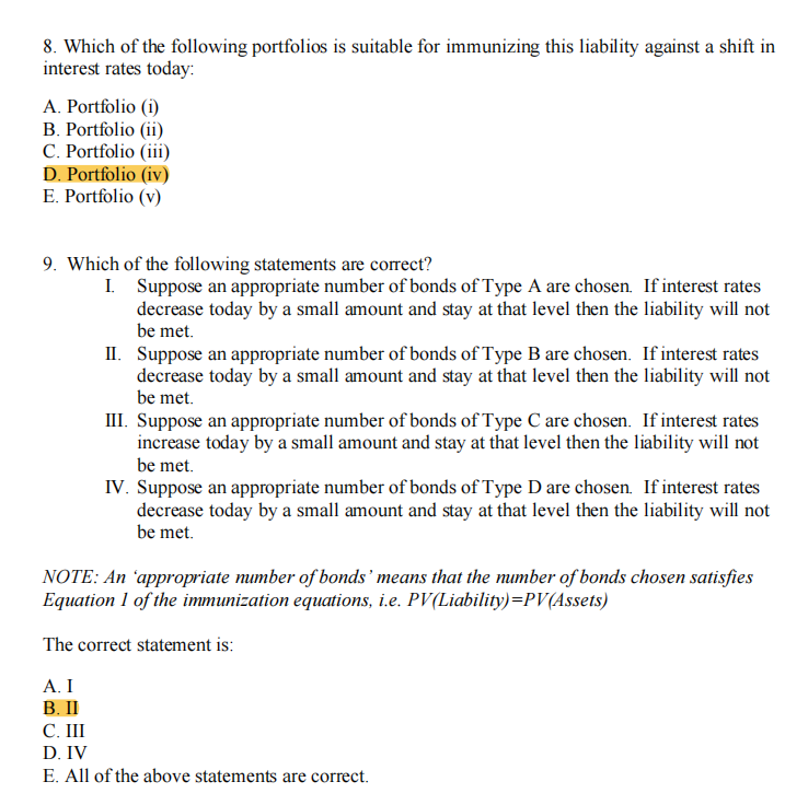 Solved Questions 8-10 refer to the information below. A | Chegg.com