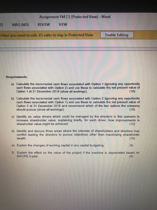 Assignment FM (1) (Protected View)-Word REFERENCES | Chegg.com
