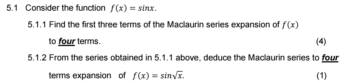 Solved 1 Consider the function f(x)=sinx. 5.1.1 Find the | Chegg.com