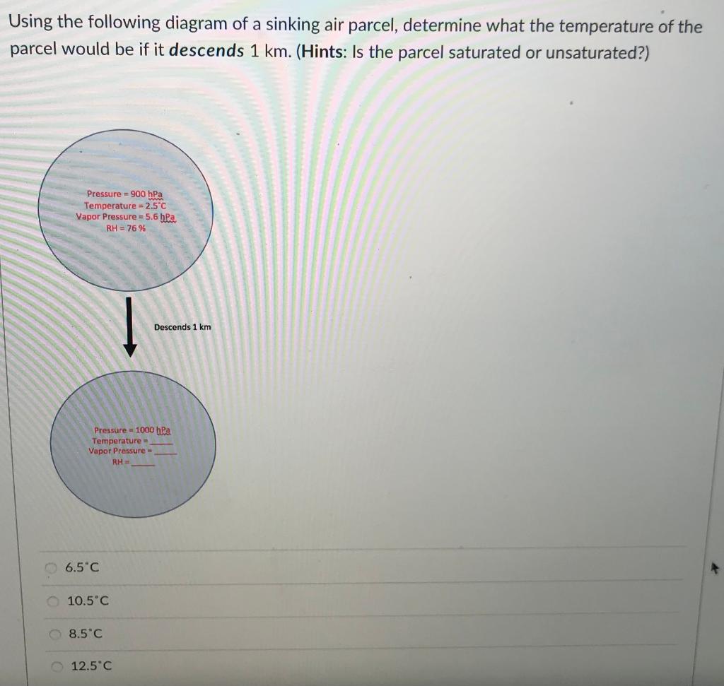 Solved Using the following diagram of a sinking air parcel, | Chegg.com