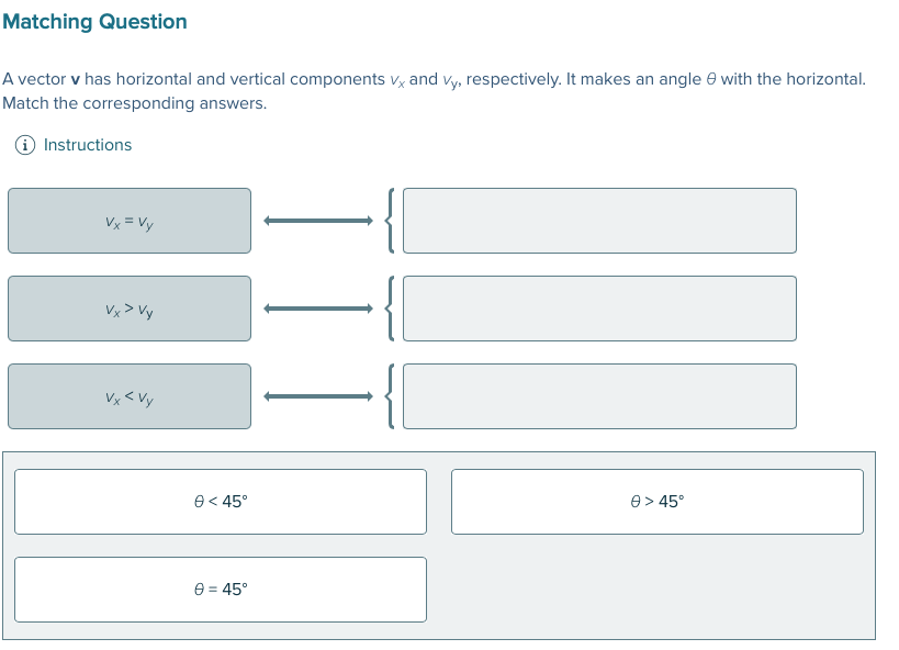 Solved Matching Question A vector v has horizontal and | Chegg.com