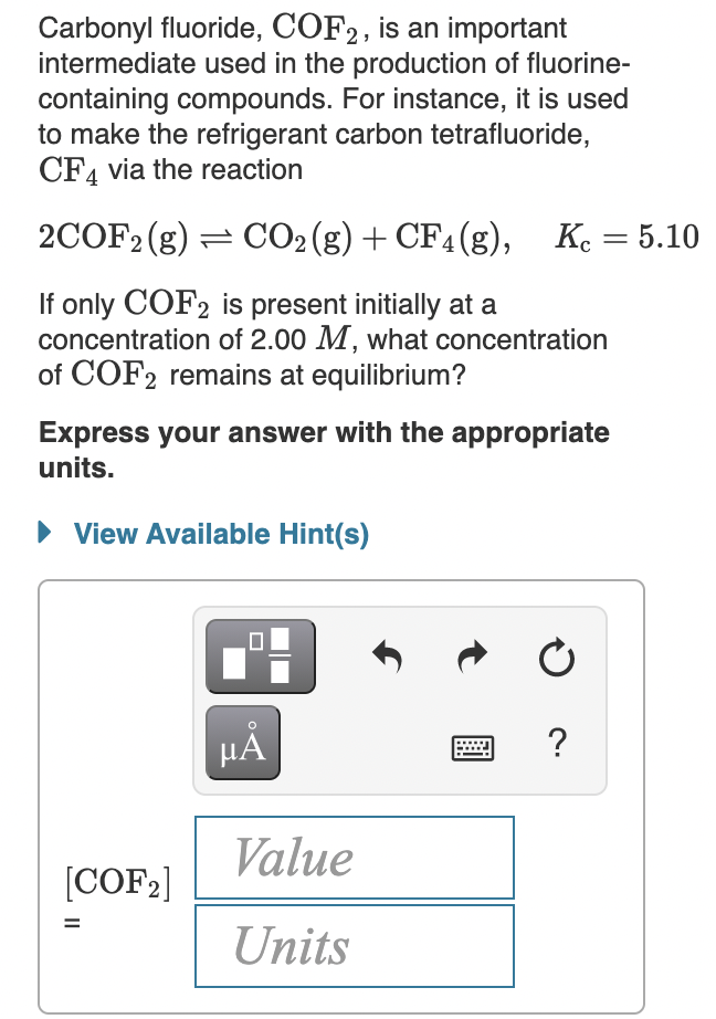 Solved Carbonyl fluoride, COF2, is an important intermediate | Chegg.com